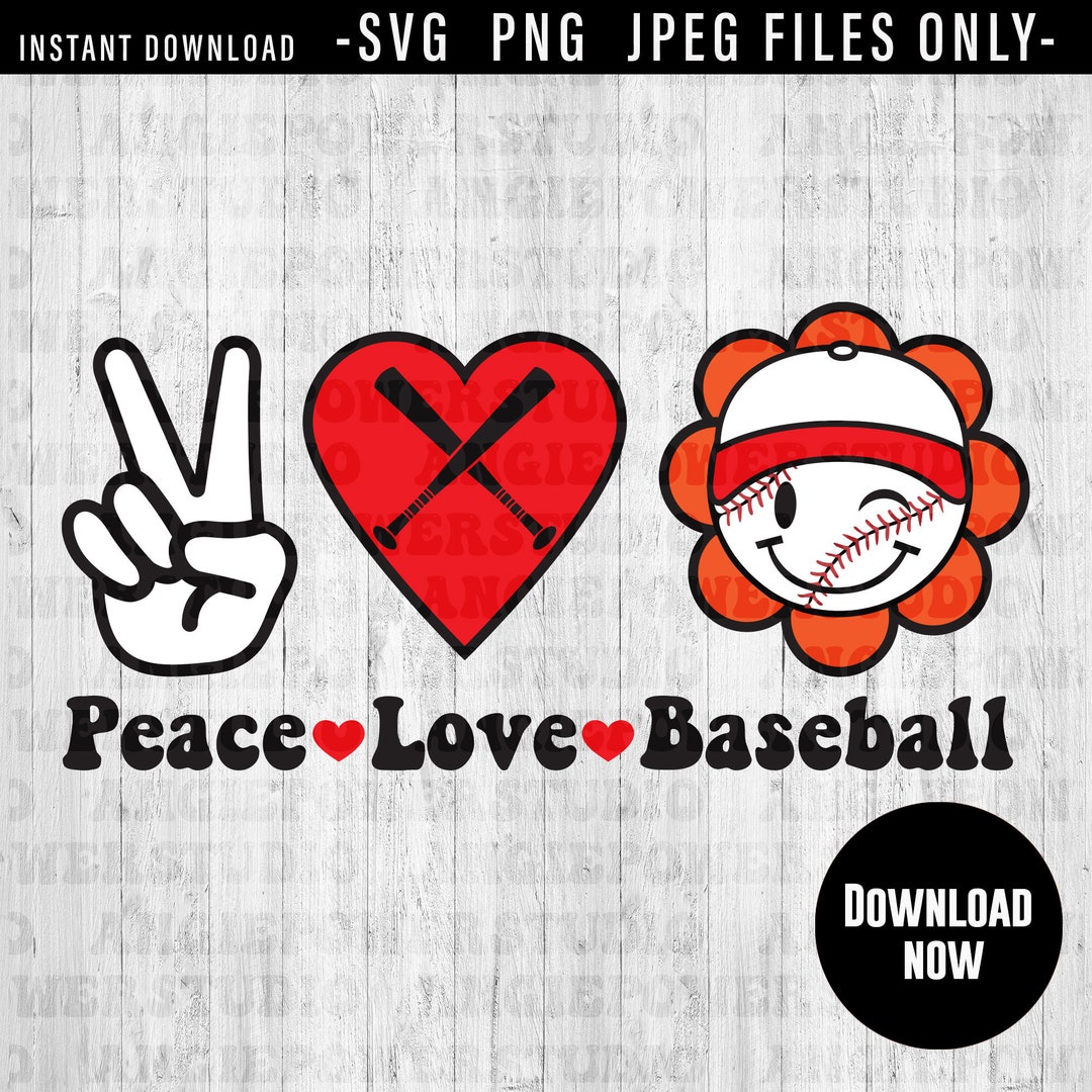 Peace Love Baseball, Png, Jpeg, Svg Love Baseball, Peace Sign ...