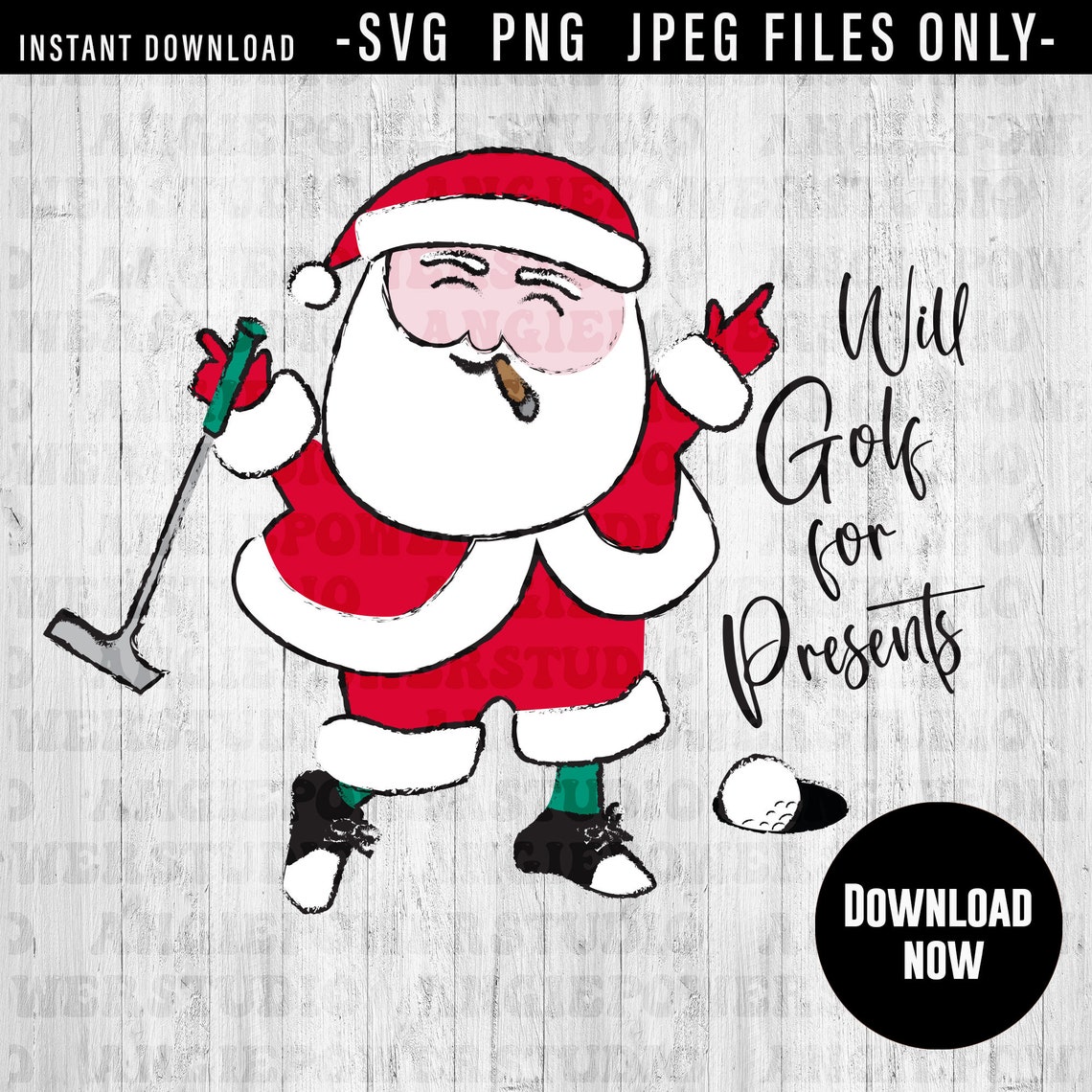 Will Golf for Presents, Santa, Christmas, Cute Golf Graphic ...