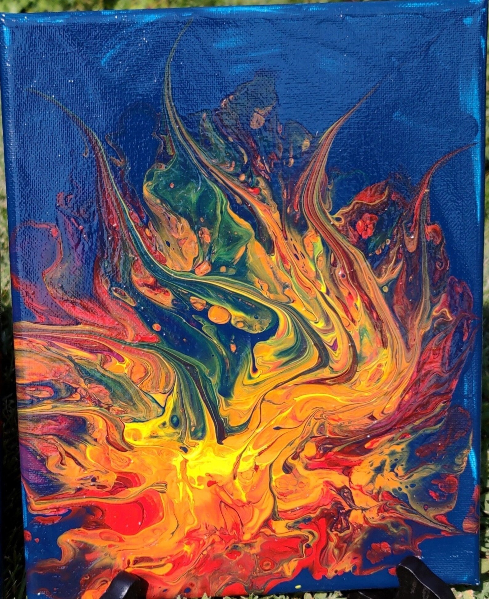 Acrylic Pour Paintings "on Fire" Matching Set - Etsy