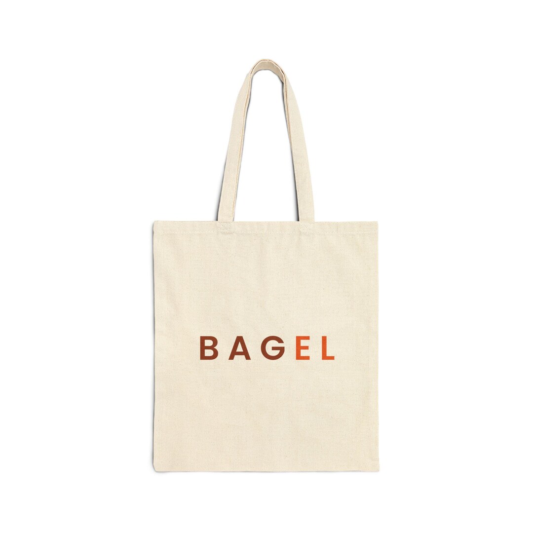 Canvas Tote Bag, Bagel Word and Hand Drawn Bagel Design, Grocery Tote ...