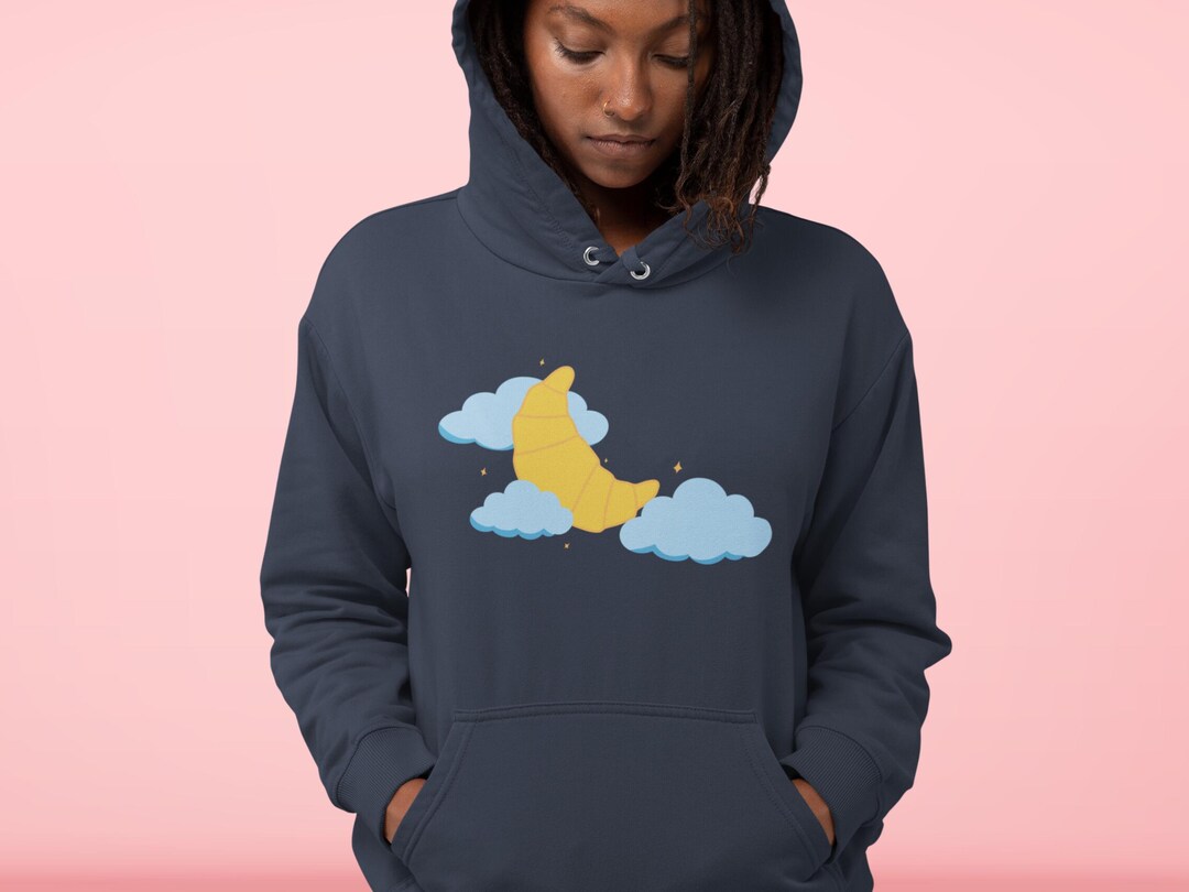 Croissant Shaped Crescent Moon Hoodie, French Bakery Lover Gift ...