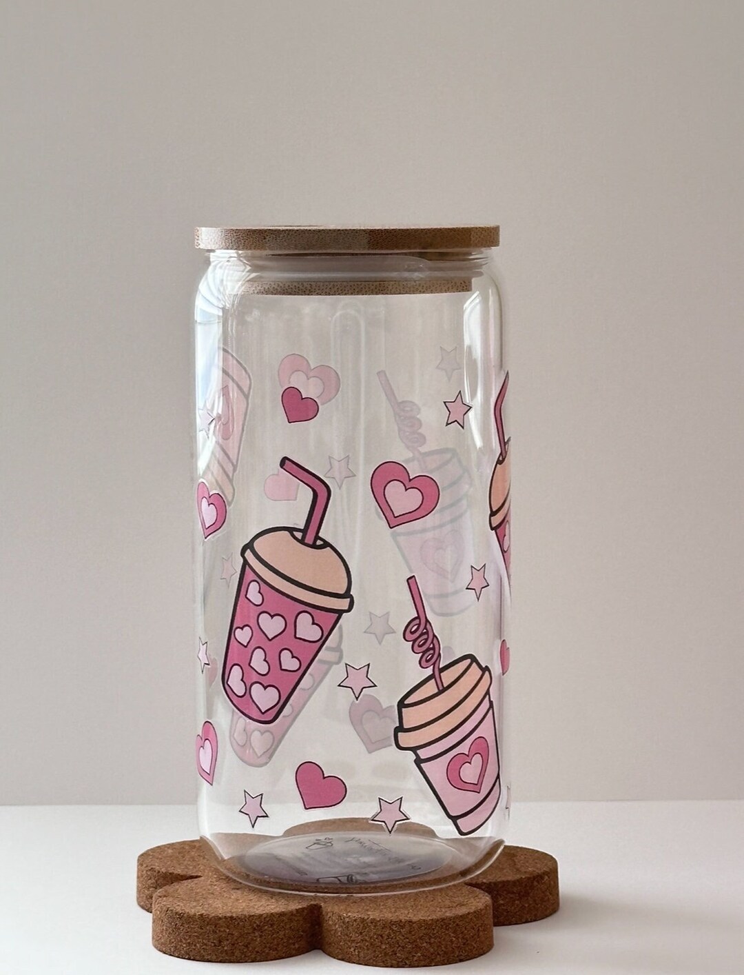 Pink Heart Cup, Cup for Her, Love Bug Heart Cup, Love Beverage, Love ...