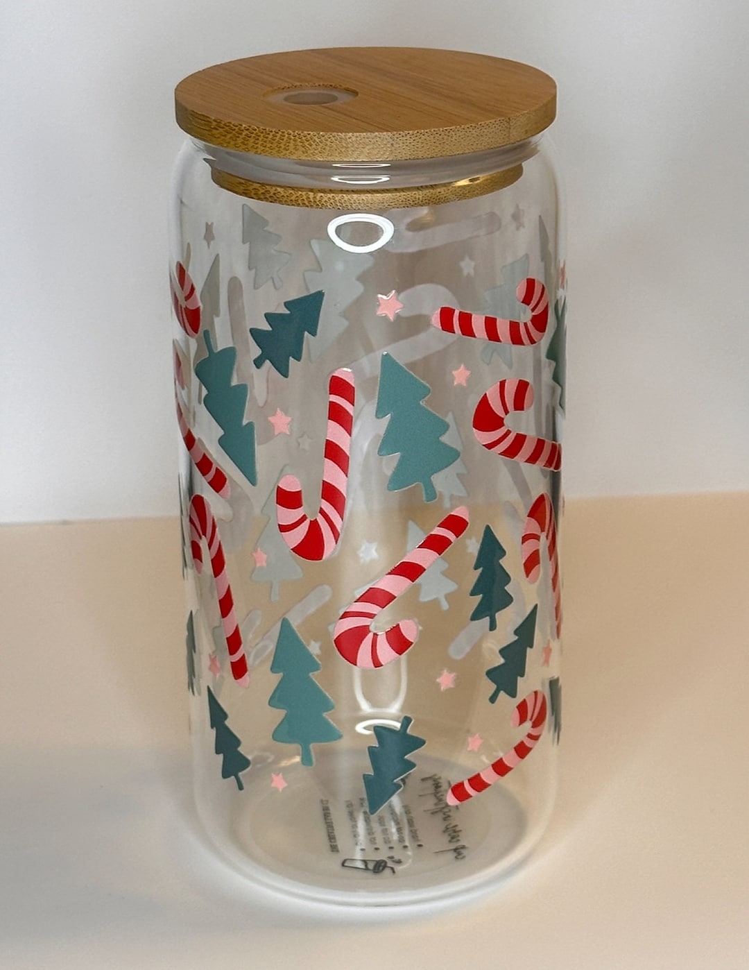 Trendy Holiday Themed Glass Can, Cup With Christmas Trees, Cup With ...