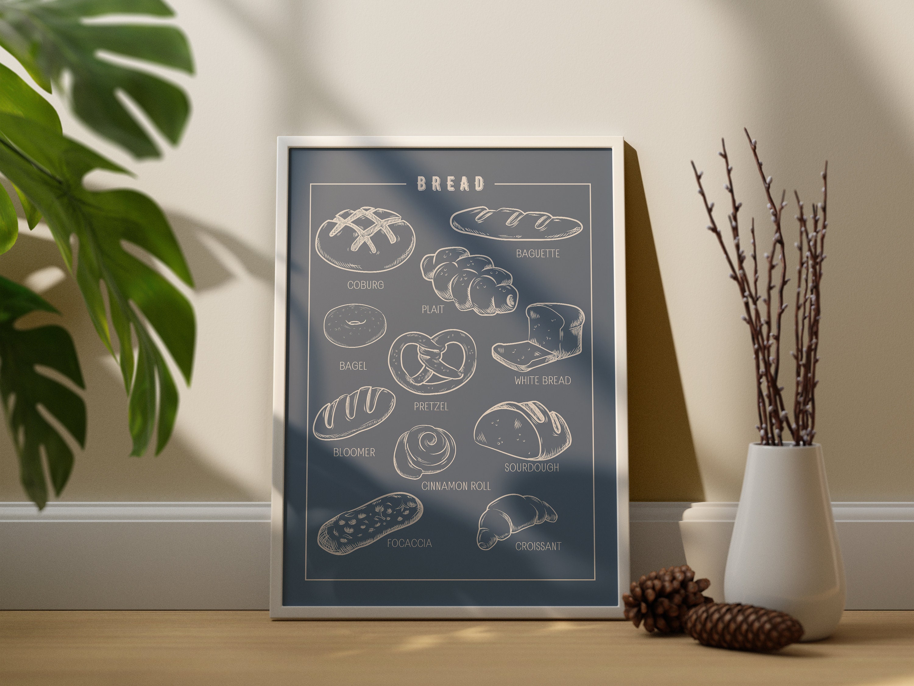 Bread Types Poster Printable Wall Art 3design, Bread Guide Kitchen ...