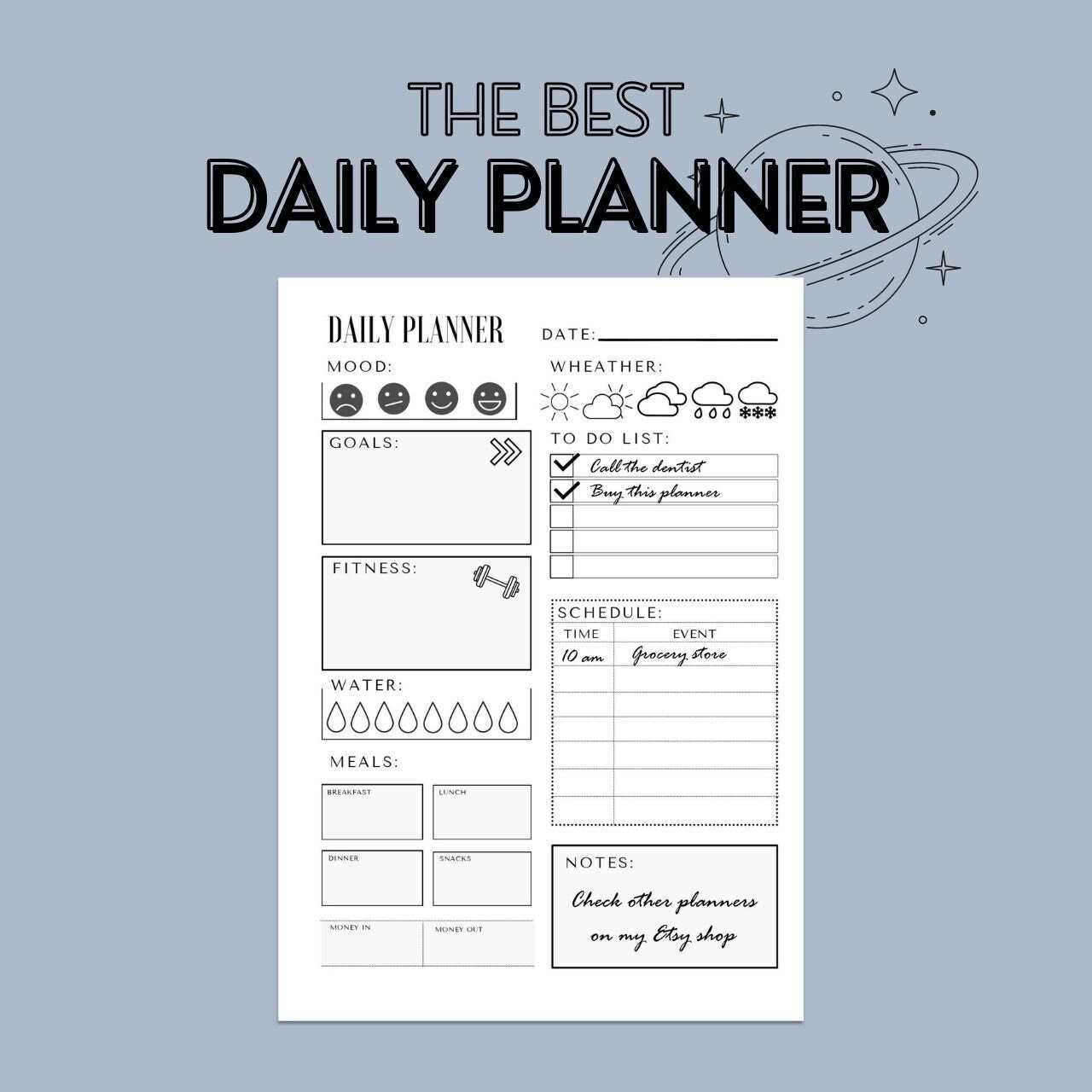 Daily Planner Printable Instant Download / Easy to Use Minimal Style ...