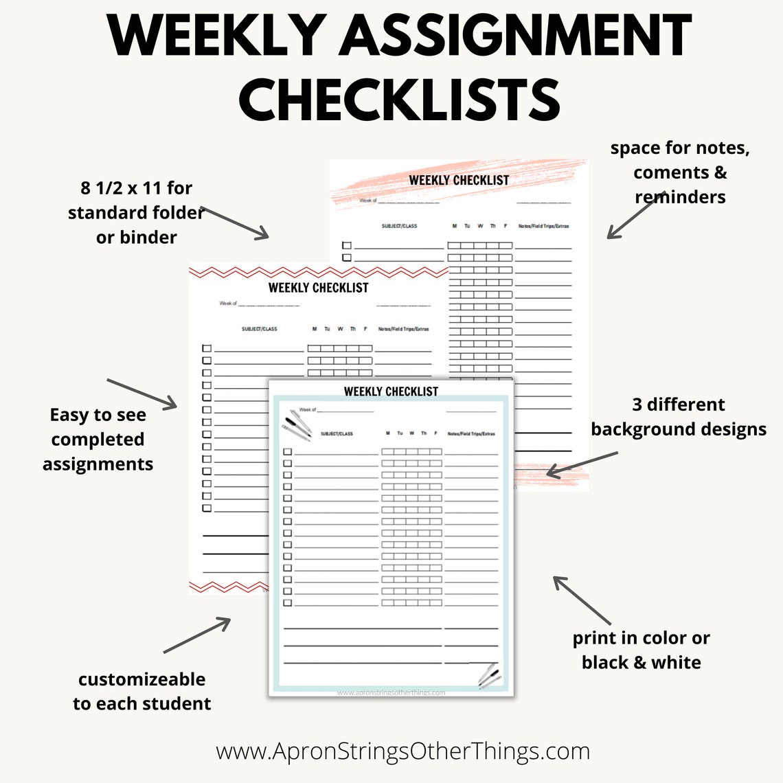 Printable Pages for Students Planner Checklist Pages for School, Home ...
