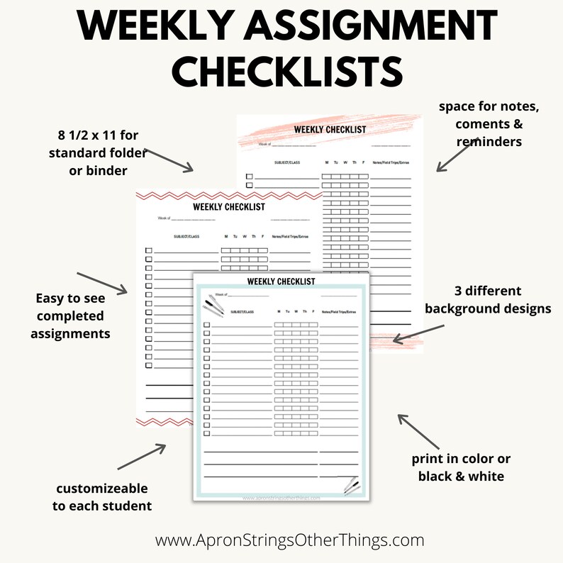 Printable Pages for Students Planner Checklist Pages for School, Home ...