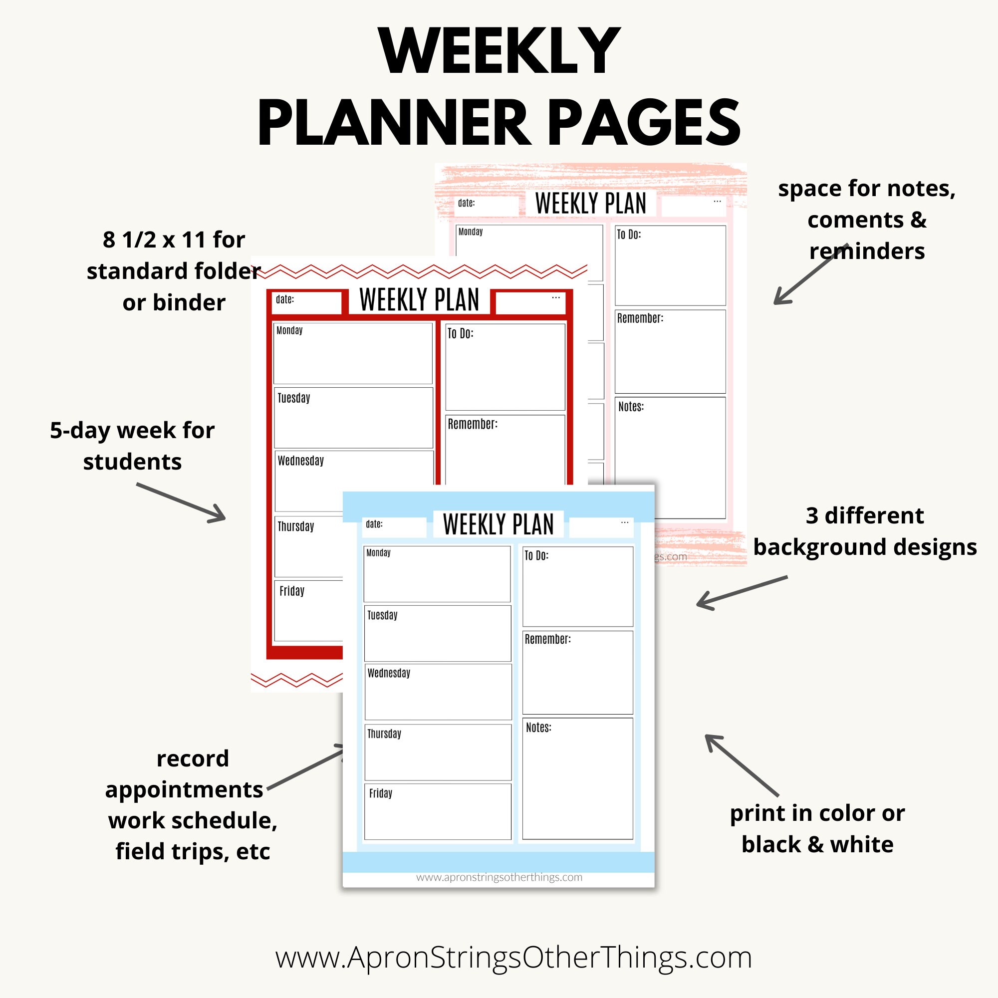 Printable Pages for Students Planner Checklist Pages for School, Home ...