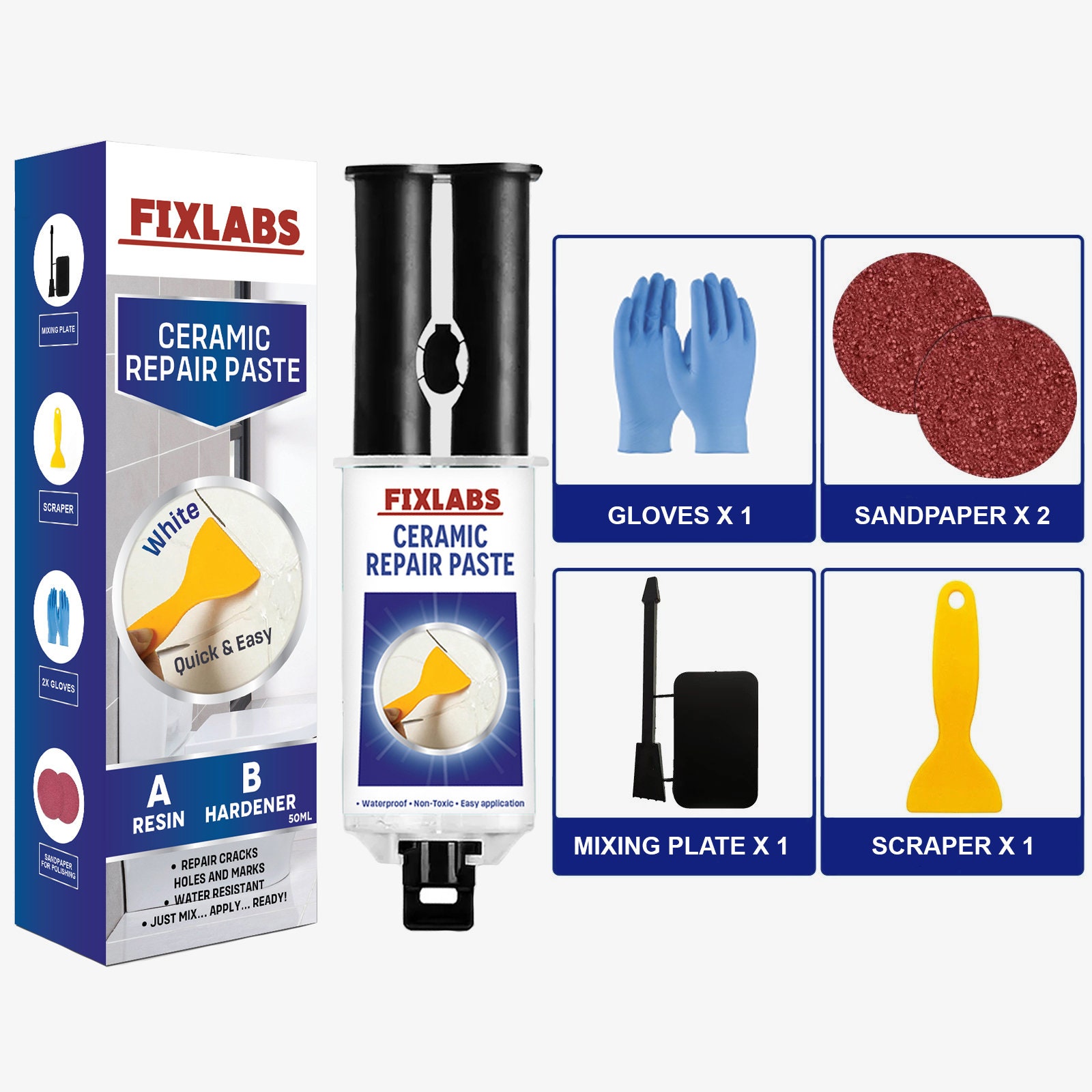 Bath White Enamel Repair Kit Fix Scratch Crack Chip Ceramic Sink Tub ...