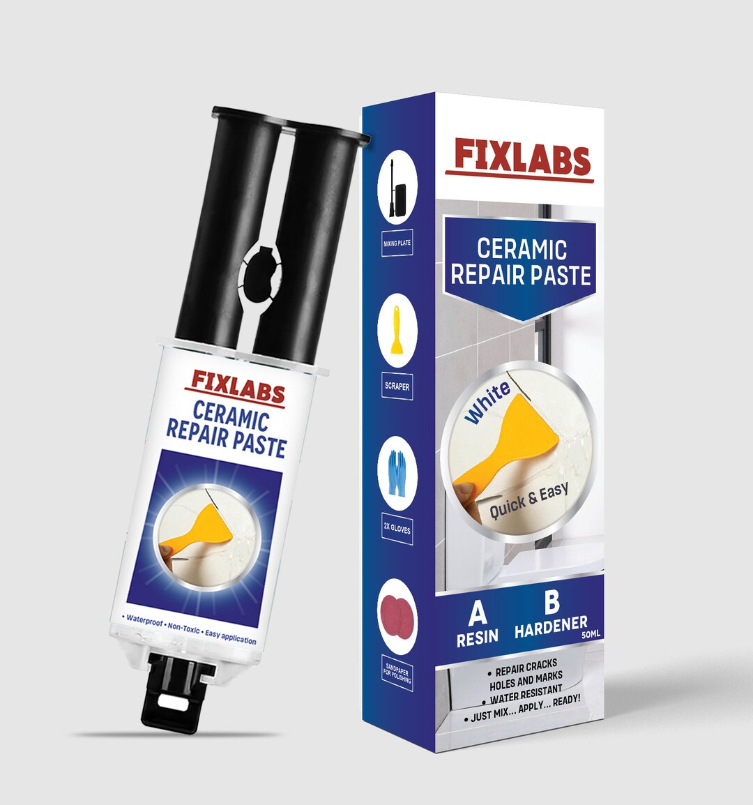 Bath White Enamel Repair Kit Fix Scratch Crack Chip Ceramic Sink Tub ...