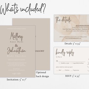 Neutral Boho Wedding Invitations, Beige Wedding Invitations, Instant ...