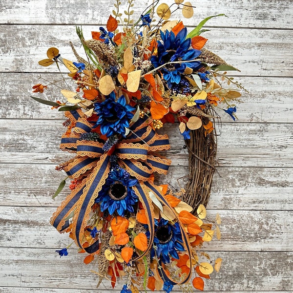 Blue Orange Wreath - Etsy