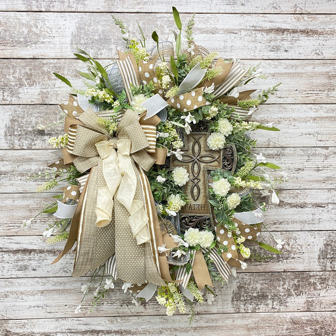 Everyday Cross Front Door Wreath, Faith Cross Wall Decor, Religious ...