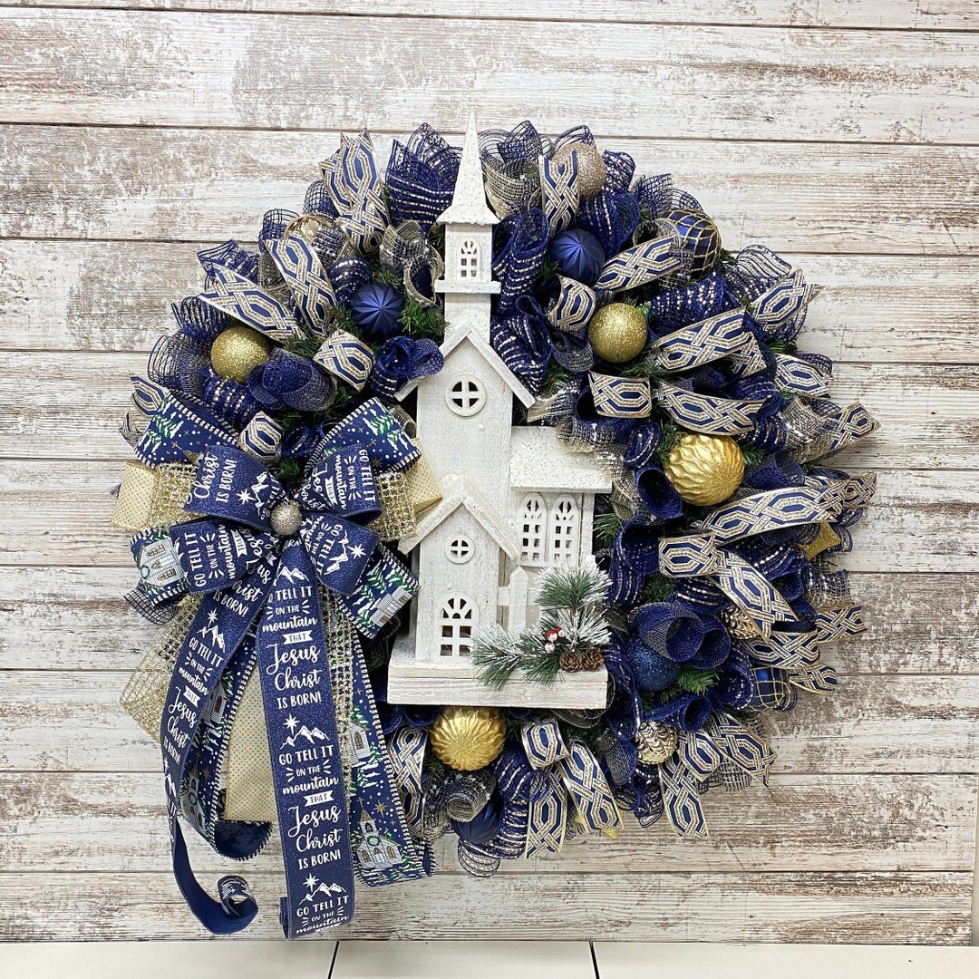 Winter Holiday Church Front Door Wreath Religious Wall Decor - Etsy