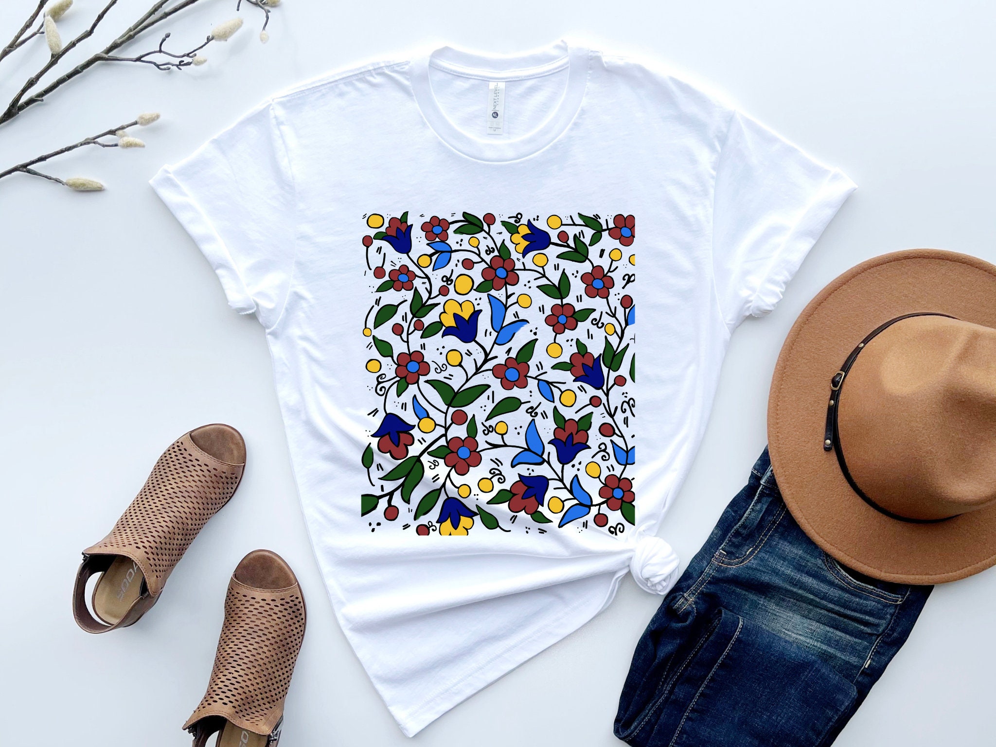 Floral Ceramics Pattern Palestinian Armenian Unisex T-shirt Long Sleeve ...
