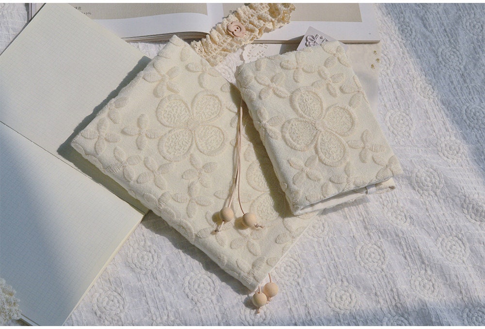 Fabric Book Cover - Lace Embroidered A5 A6 Cloth Book Cover, Notebook ...