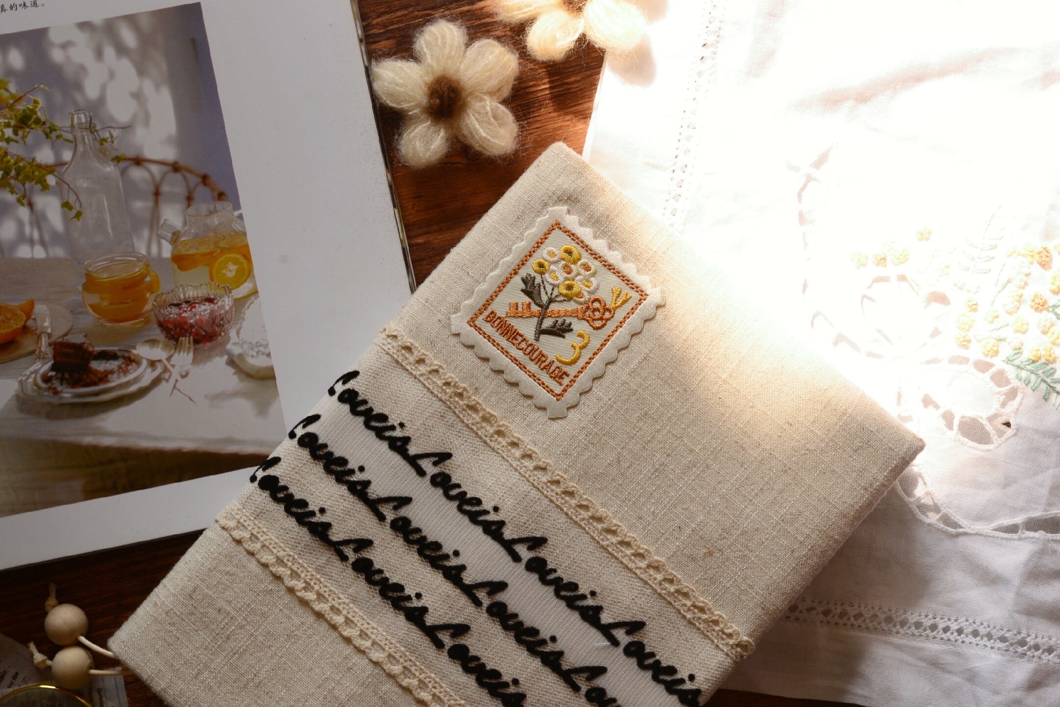 Embroidered Stamp Letter Fabric Book Cover A5 A6 Cloth Book - Etsy