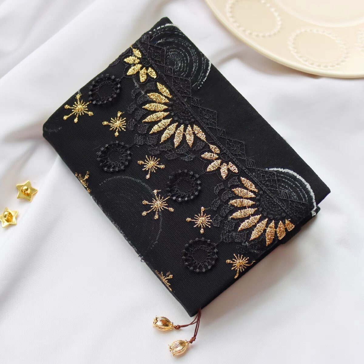 Lace & Embroidered Fabric Book Cover, A5 A6 Cloth Book Cover, Denim ...