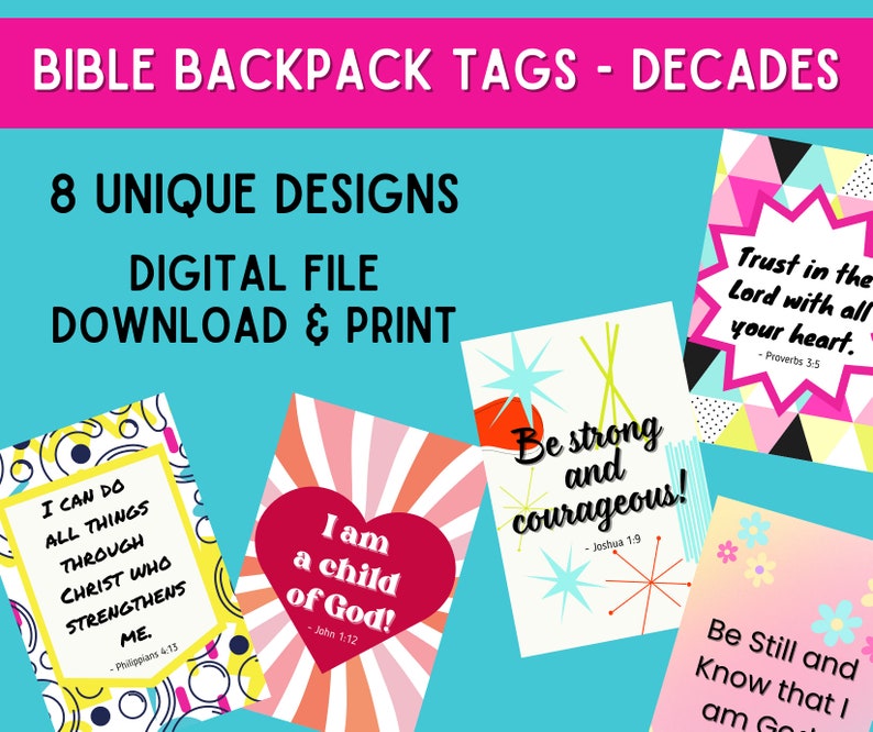 Bible Backpack Tags Decade Design - Digital Download - Etsy