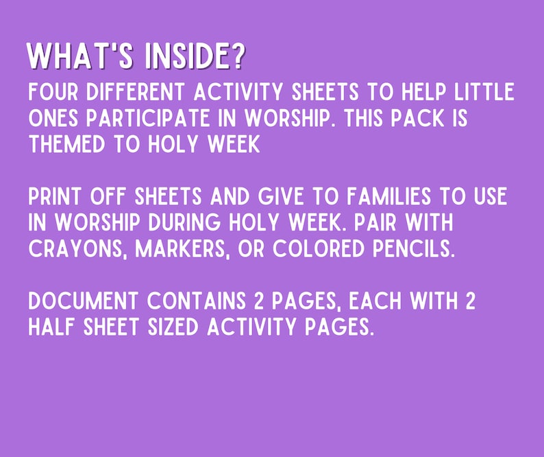 Holy Week Worship Activities for Kids - Etsy