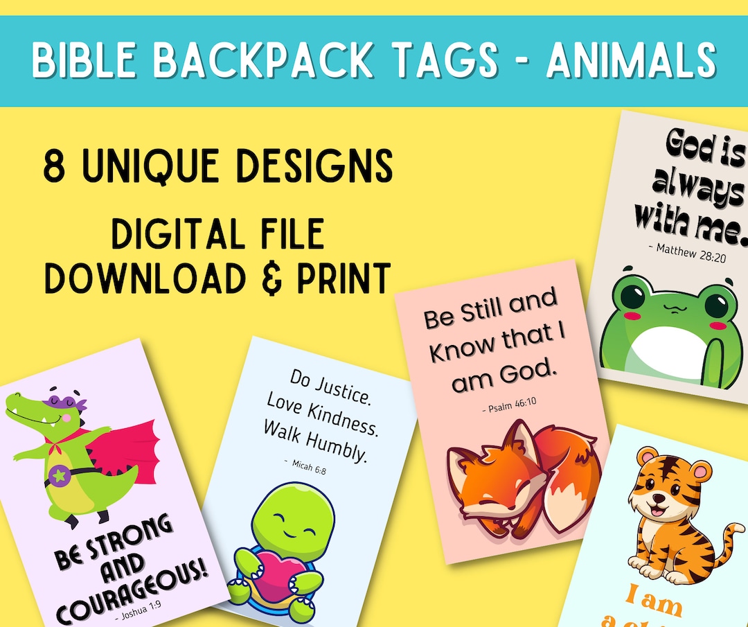 Bible Backpack Tags Animals - Digital Download - Etsy