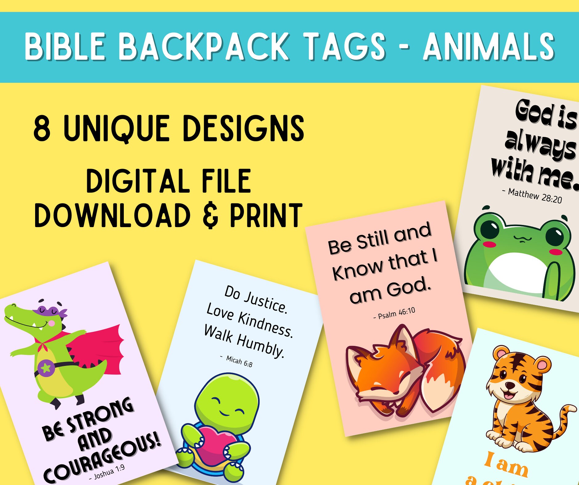 Bible Backpack Tags Animals - Digital Download - Etsy