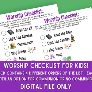 Worship Checklist Activity Page - Etsy