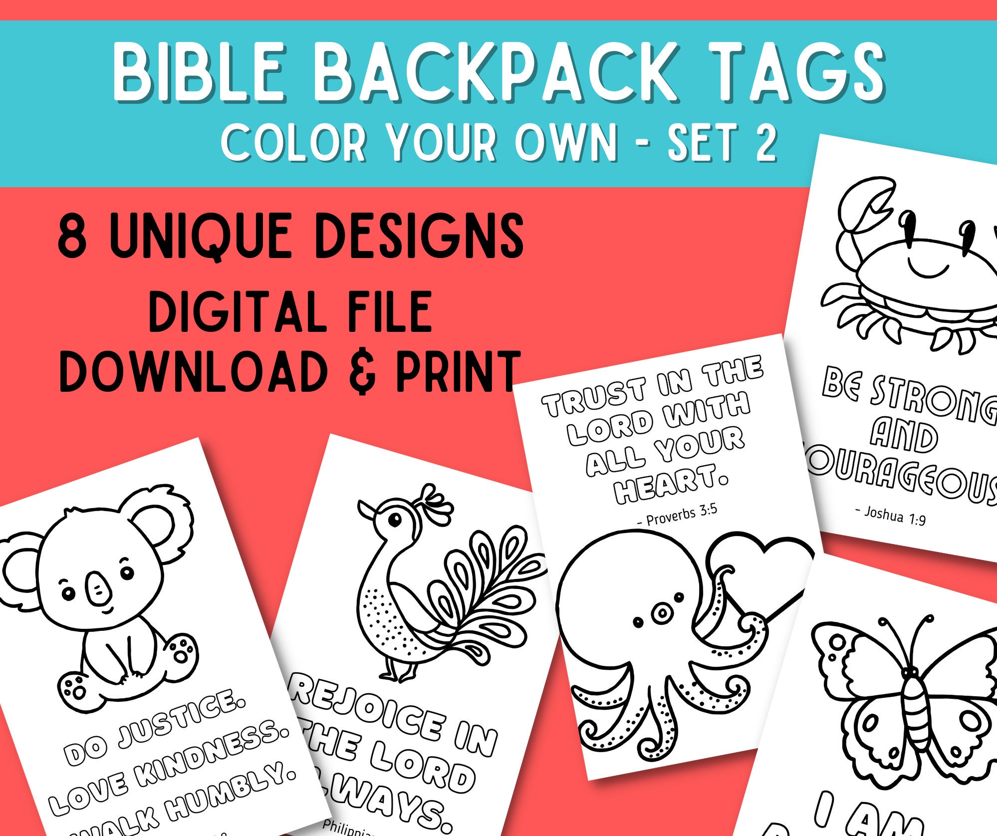 Bible Blessing Tags Color Your Own Set 2 - Digital Download - Etsy