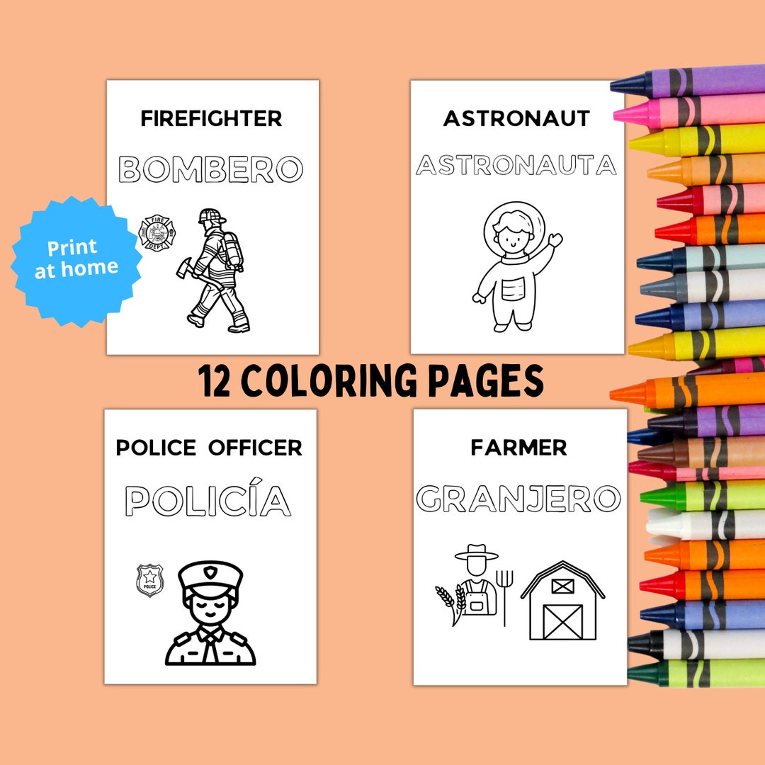 Kids Coloring Pages / Learn Spanish / Printable, Digital File - Etsy