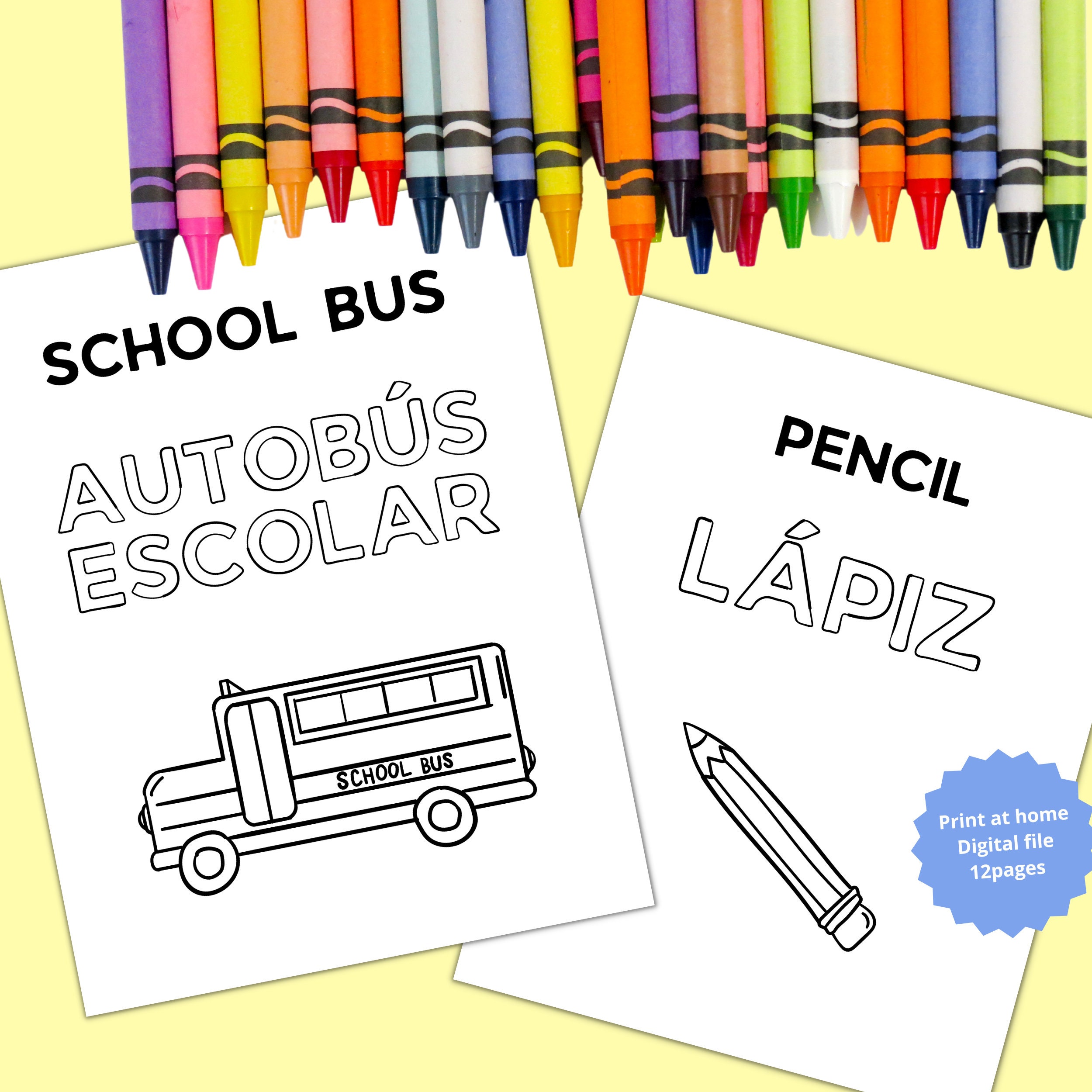 Coloring Pages in Spanish: School / Digital File. Printable. / 12 Pages ...