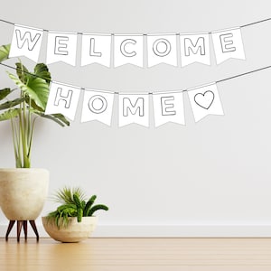DIY Welcome Home Banner / Coloring Pages / Digital File. Print at Home ...