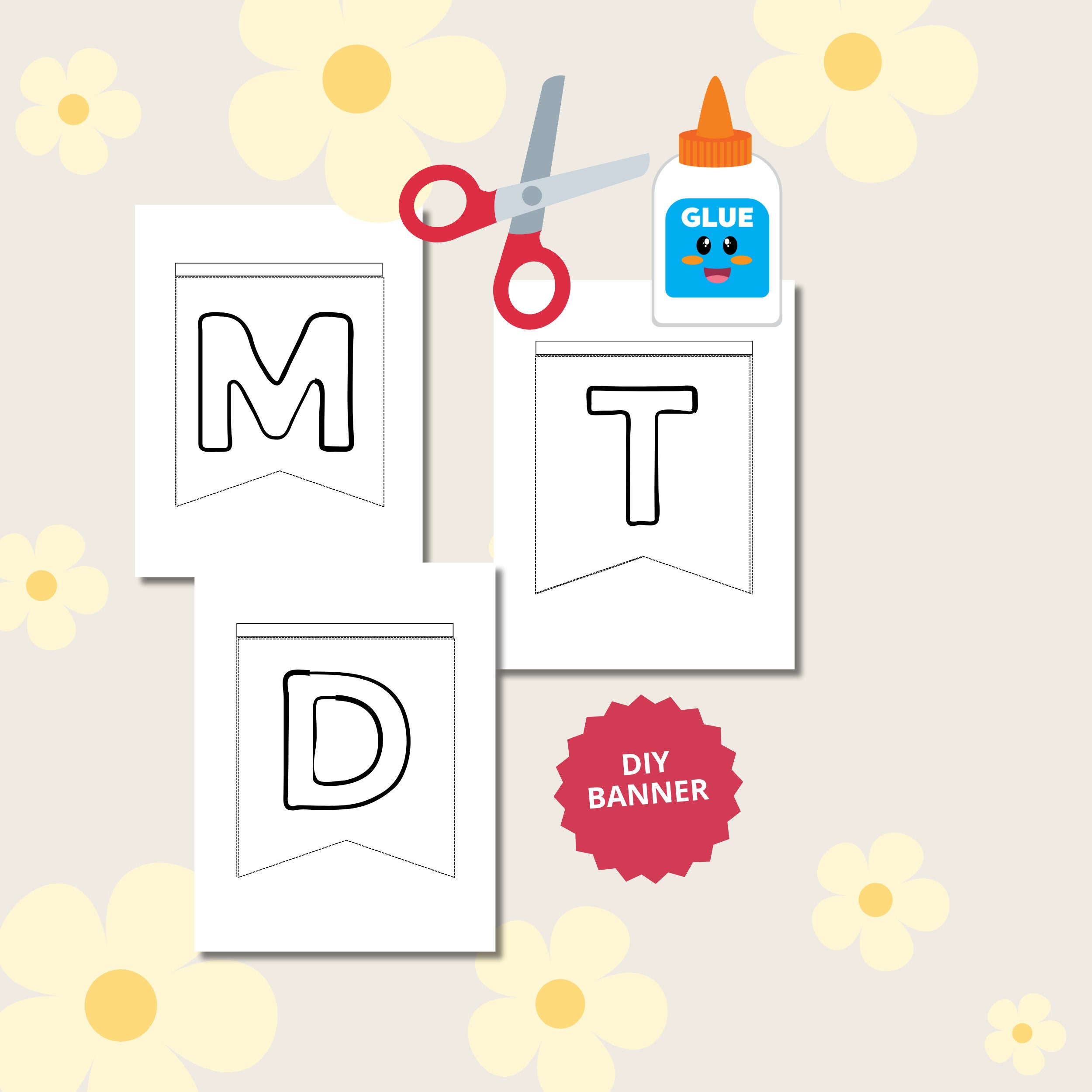 DIY Mother's Day Banner / Coloring Pages / Digital File. Print at Home ...