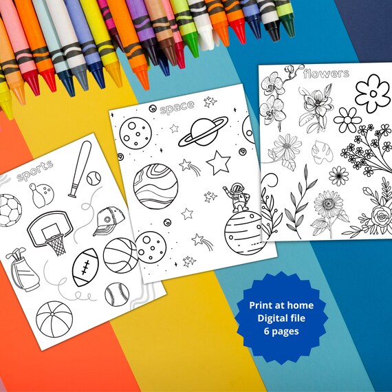 Coloring Pages for Kids / Space Flowers Cars and More / - Etsy