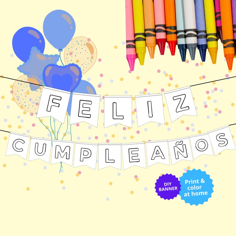 Decoración De Cumpleaños DIY / Coloring / Digital File. Printable - Etsy