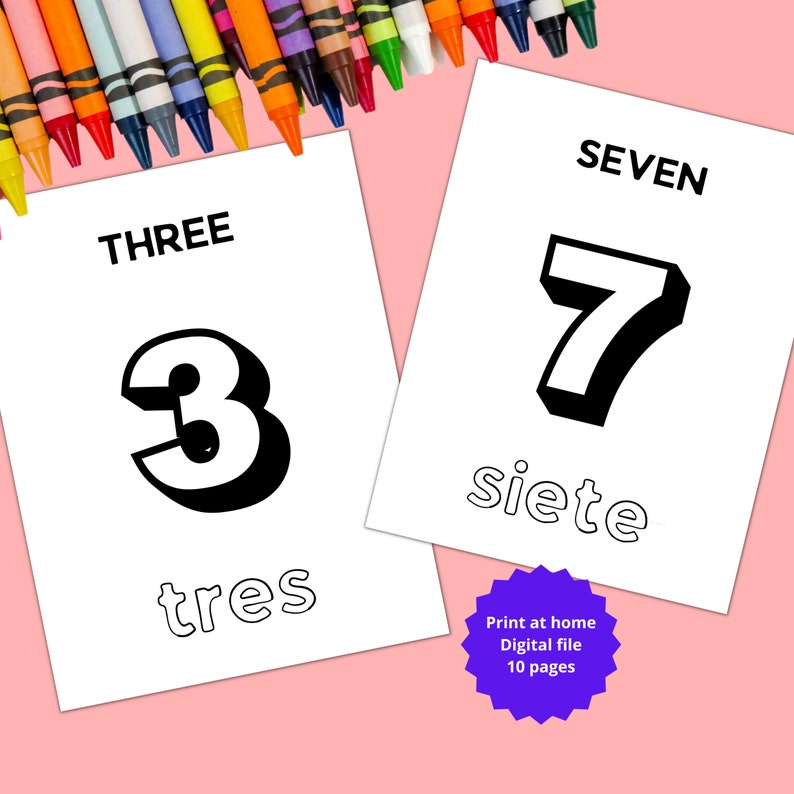 Colorear números del 1 al 10 / Aprende español coloreando / Archivo ...