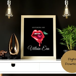Entering My Villain Era Printable Wall Art Bad Ass Queen Vibes Affirmation Red and Black Lips ...
