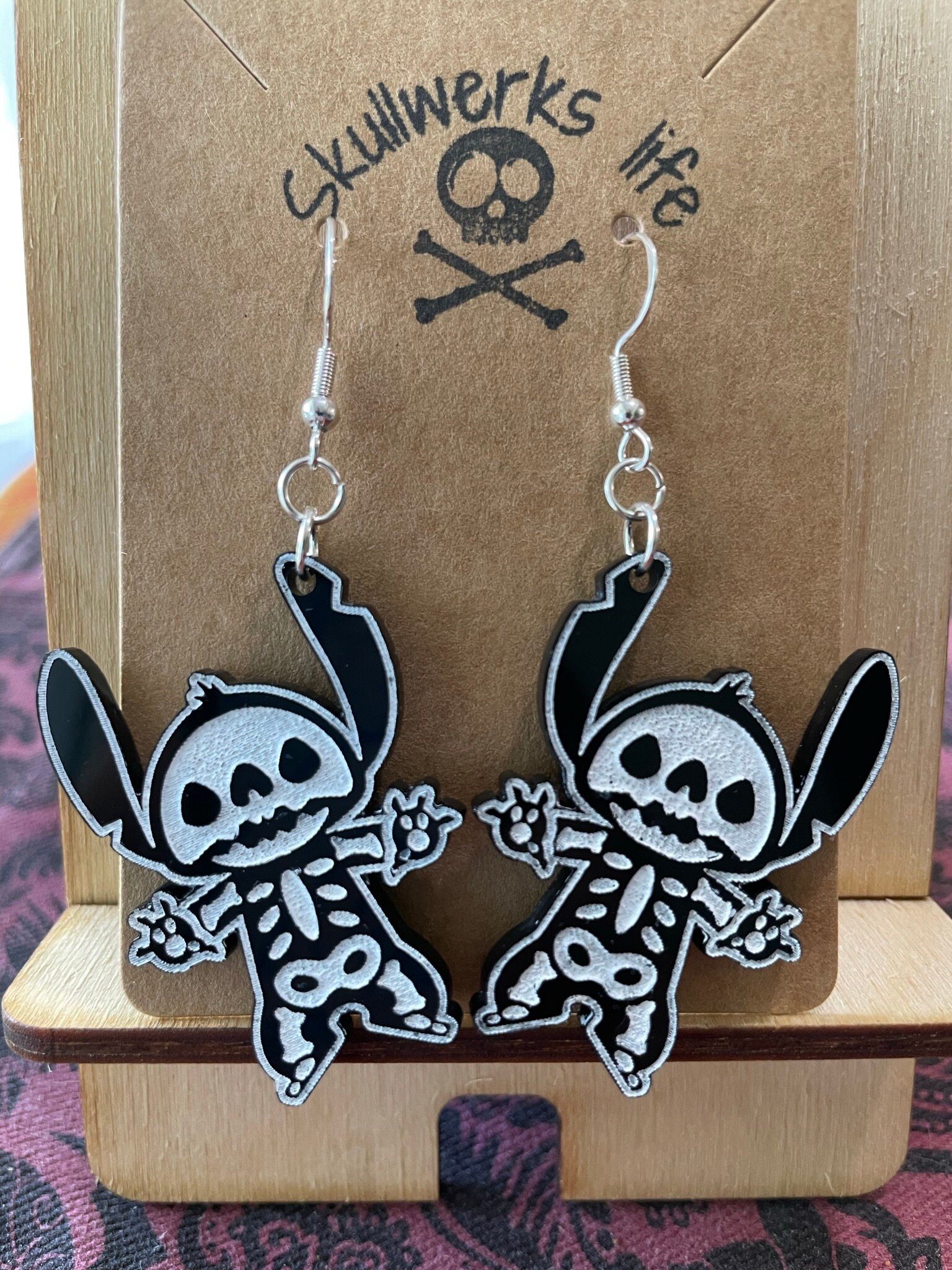 Stitch Skeleton Acrylic Dangle Earrings - Etsy