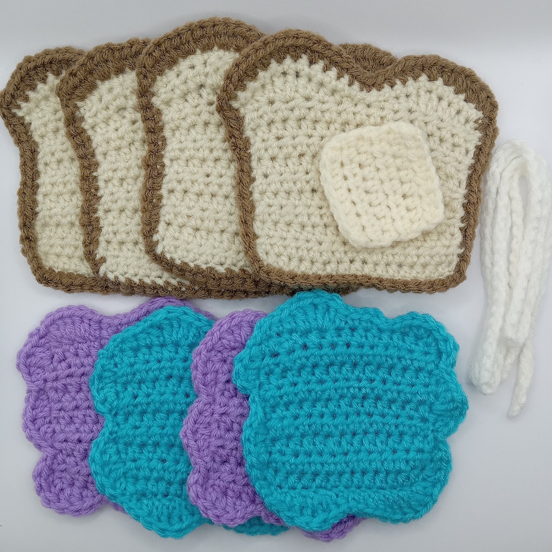 Crochet Toast, Jam, and Butter, Coaster Set Set of Eight Crochet ...