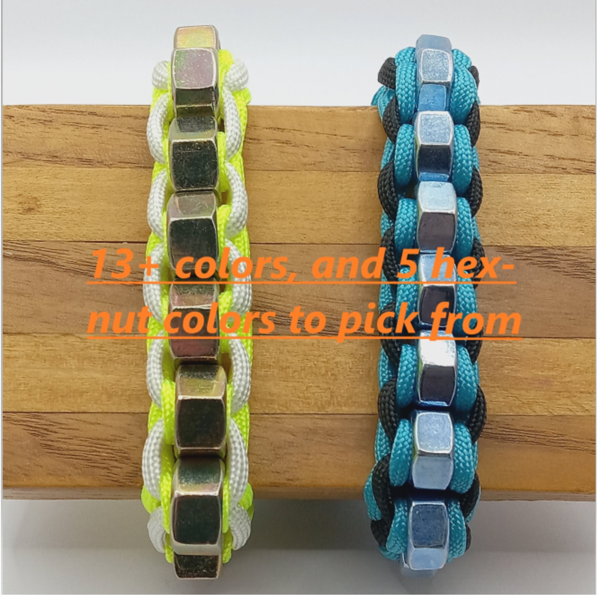 Customizable Vertical Hex Nut Paracord Bracelet - Handmade Paracord ...