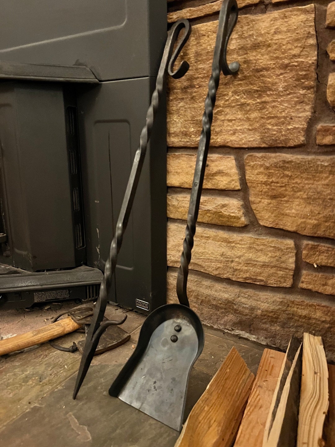Hand Forged Fire Poker, Blacksmith Made for Fireplace, Woodstove, Fire ...
