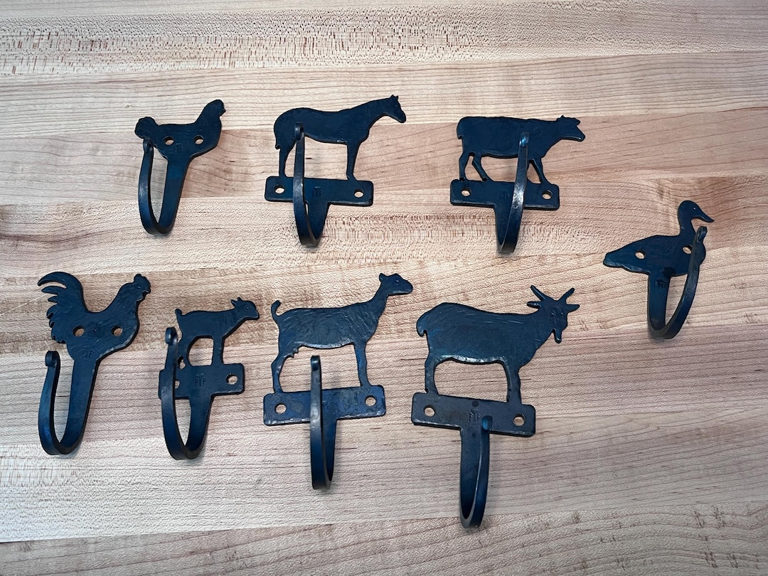 Hand Forged Farm Animal Hooks, Horse, Cow, Goat, Chicken, Duck ...