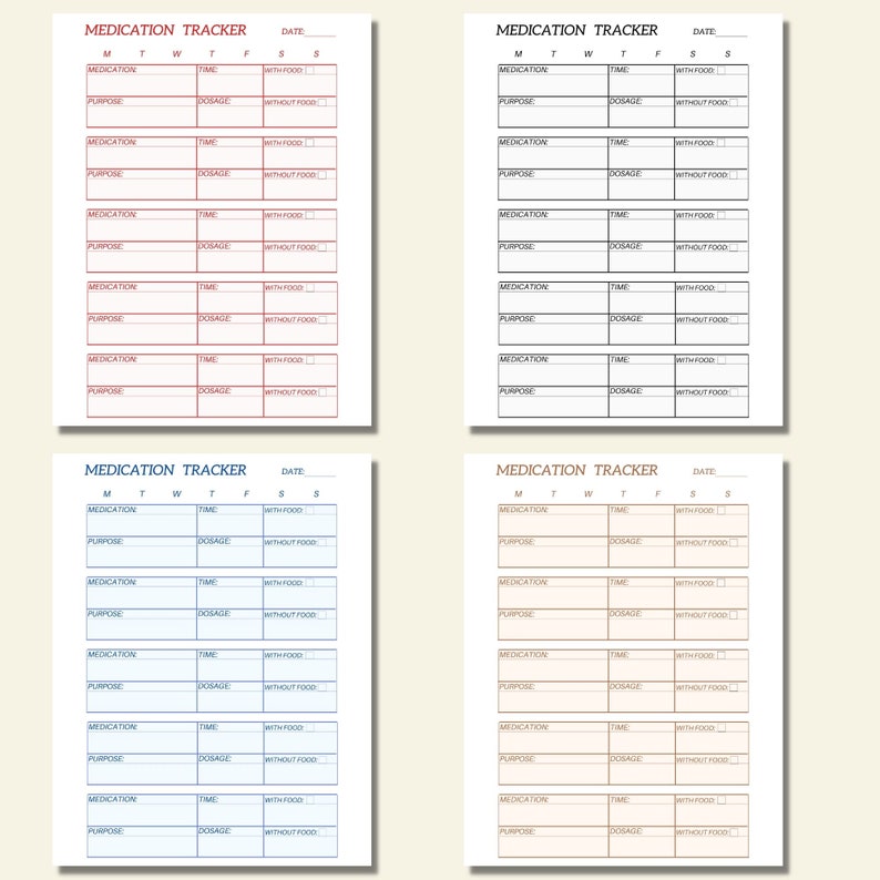 Medication Tracker Printable Medication Log Medication Schedule Tracker ...