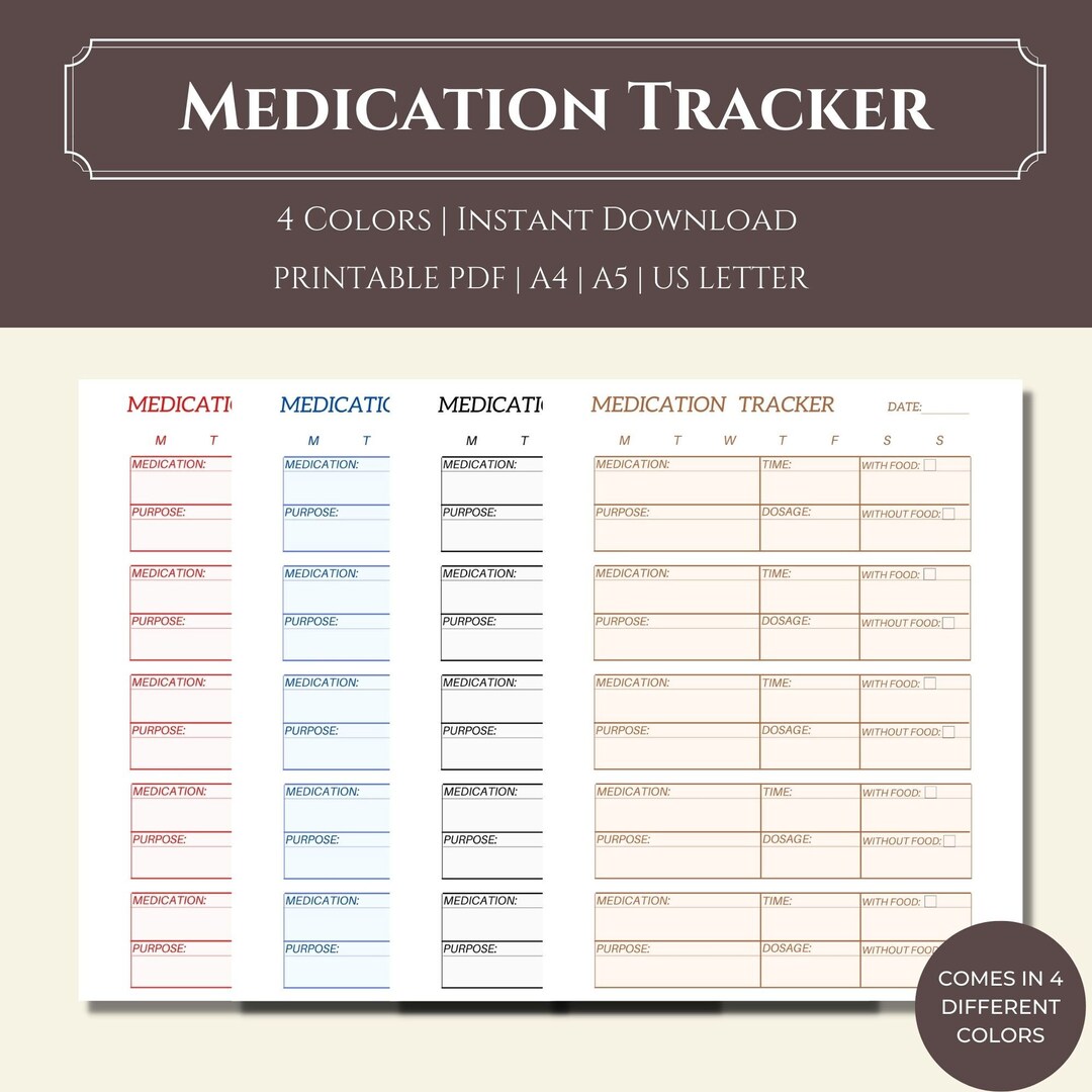 Medication Tracker Printable Medication Log Medication Schedule Tracker ...