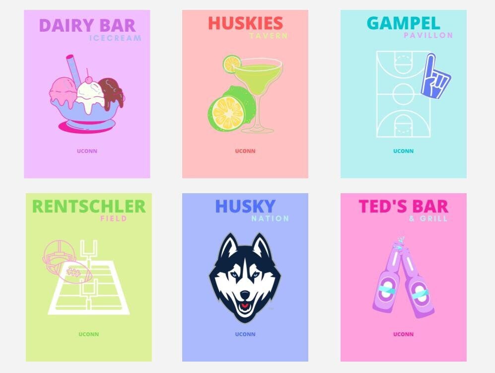 Uconn Poster Prints, Set of 6 - Etsy
