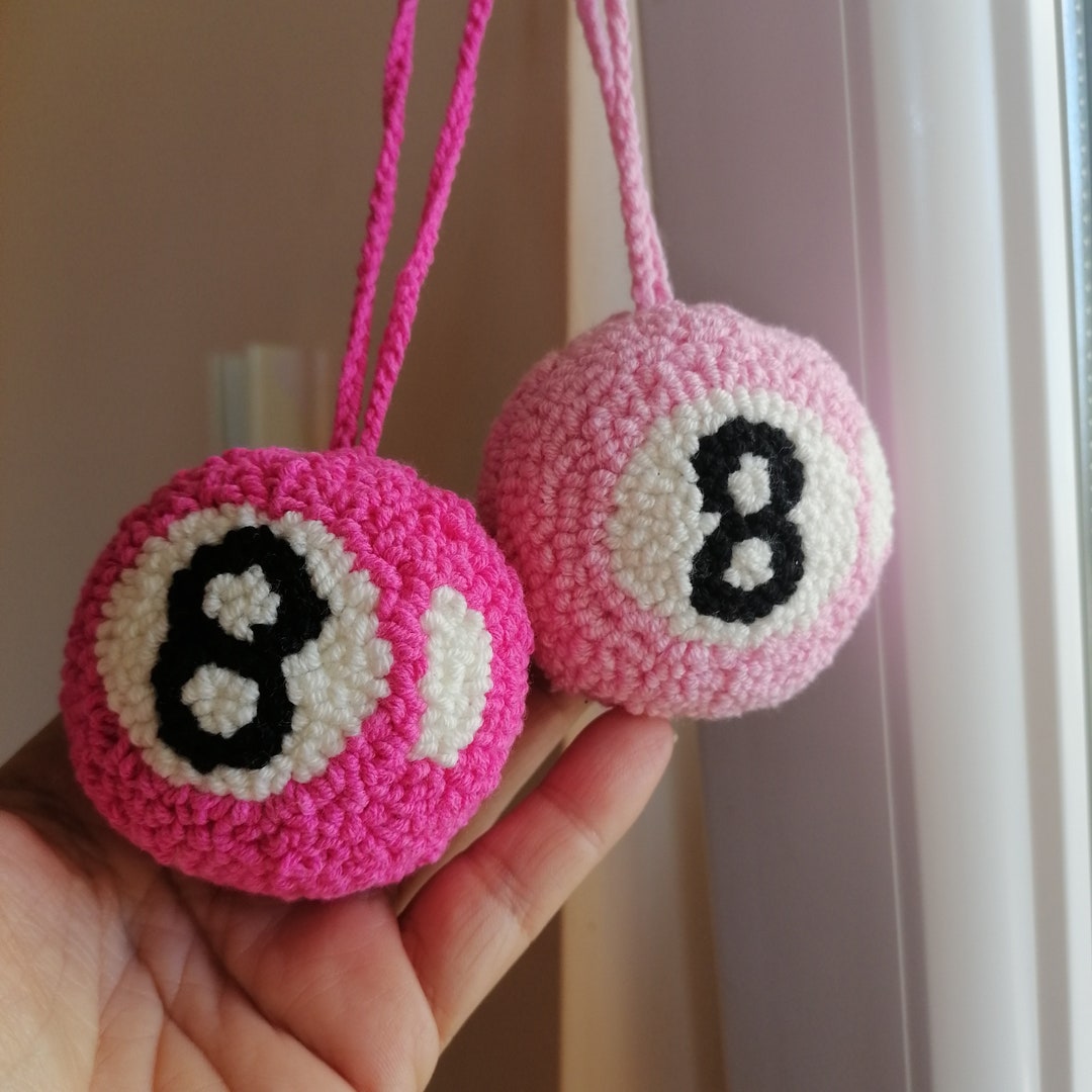 Pink Magic 8 Ball Car Mirror Hanging: Punch Embroidered Rear View ...