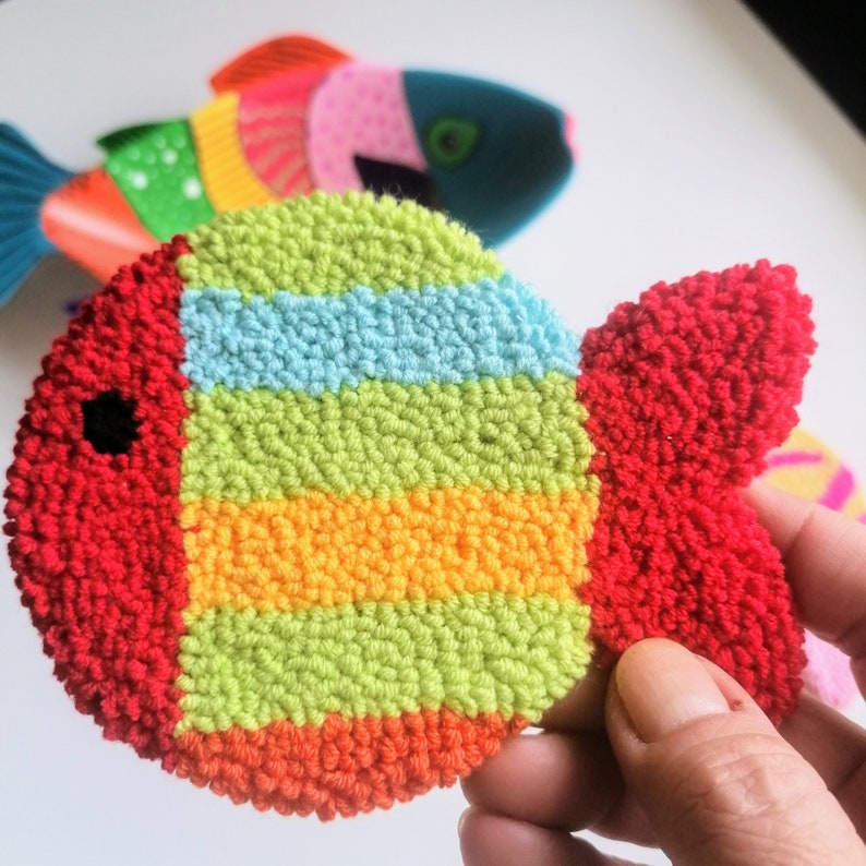Punch Needle Fish Coaster: Tropical Beach Decor - Etsy