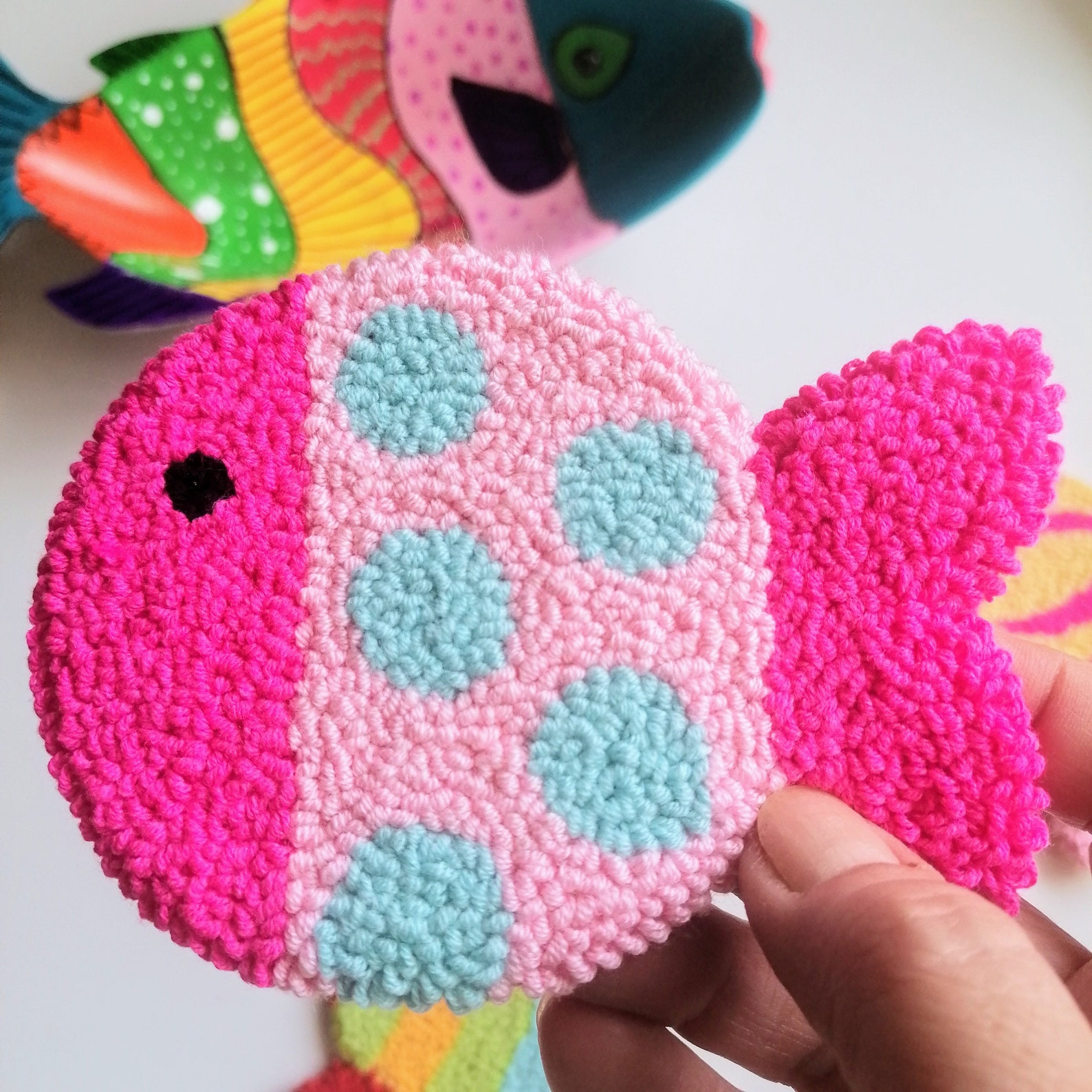 Punch Needle Fish Coaster: Tropical Beach Decor - Etsy
