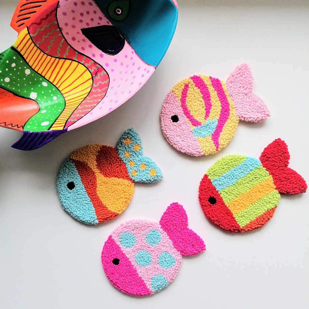 Punch Needle Fish Coaster: Tropical Beach Decor - Etsy