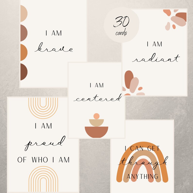 Neutral Color Affirmation Cards for Positive Thinking (30 Count ...