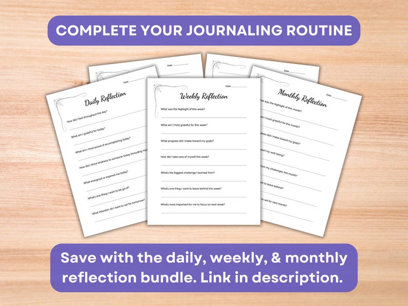 Daily Reflection Printable Template, Self Reflection Journal Prompts ...